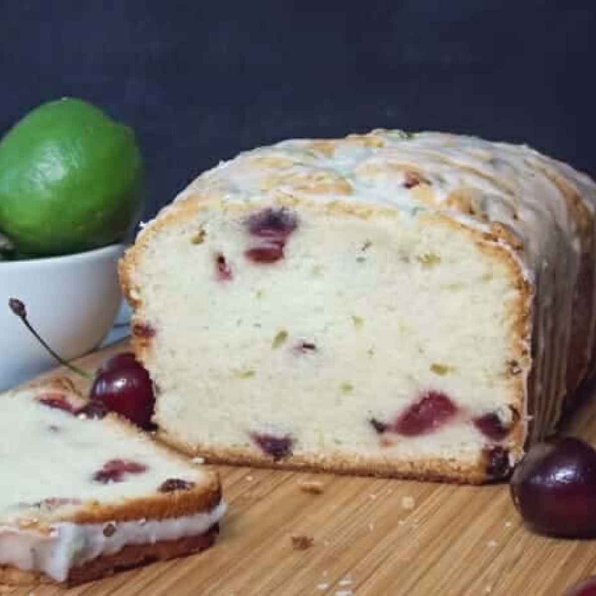 Cherry Pound Cake with Lime Glaze - Grumpy's Honeybunch