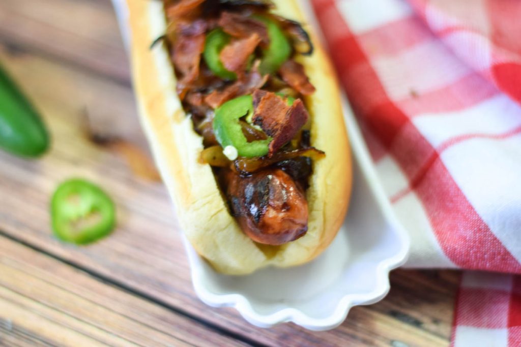 Bourbon Onion Bacon Dog - Grumpy's Honeybunch