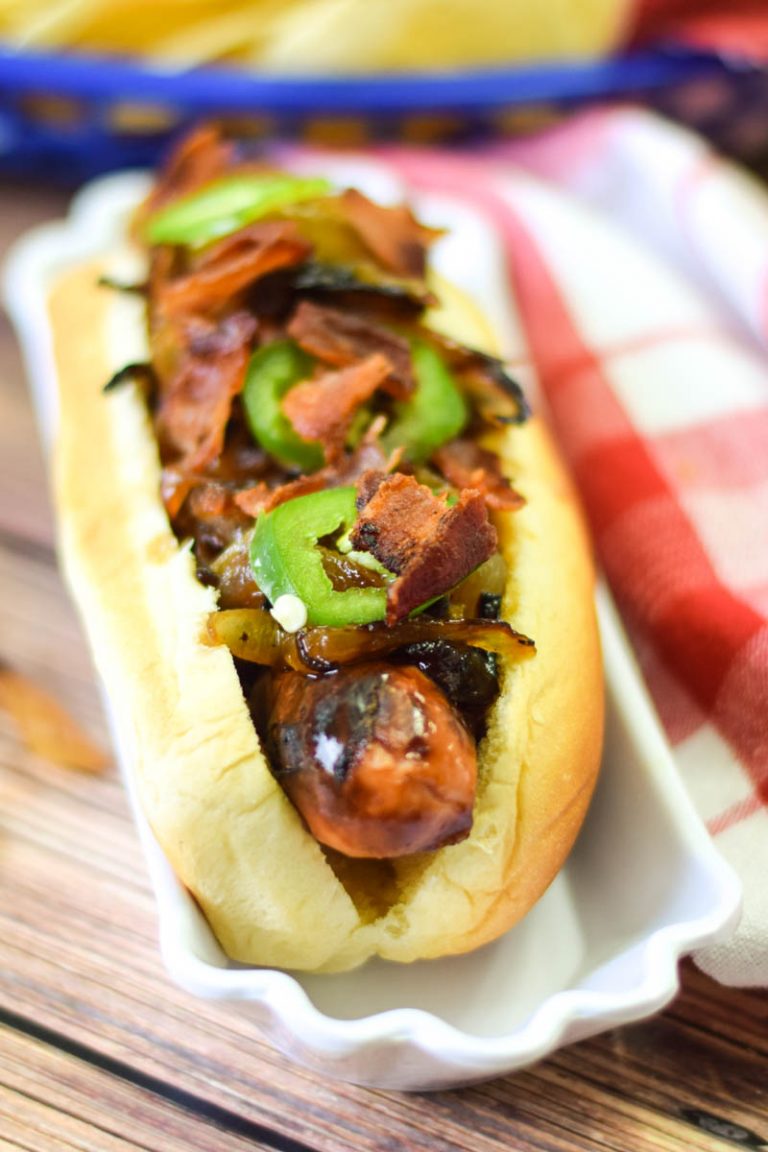 Bourbon Onion Bacon Dog - Grumpy's Honeybunch