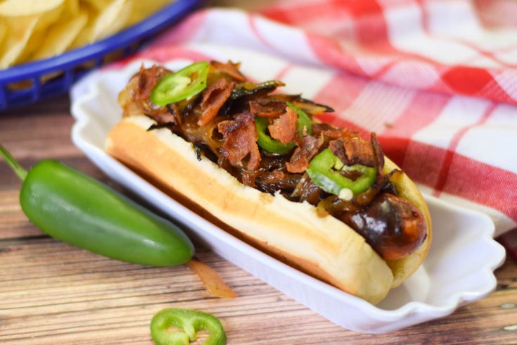 Bourbon Onion Bacon Dog - Grumpy's Honeybunch
