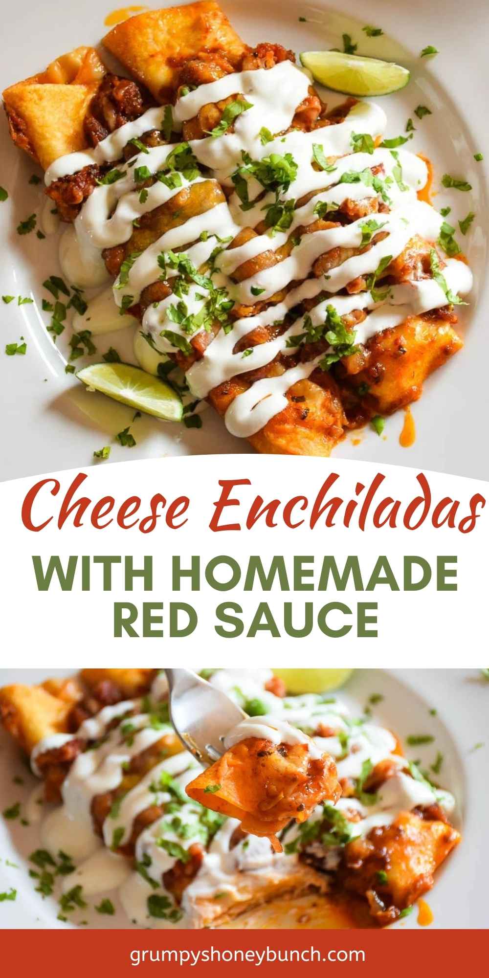 Cheese Enchiladas with Red Sauce - Grumpy's Honeybunch