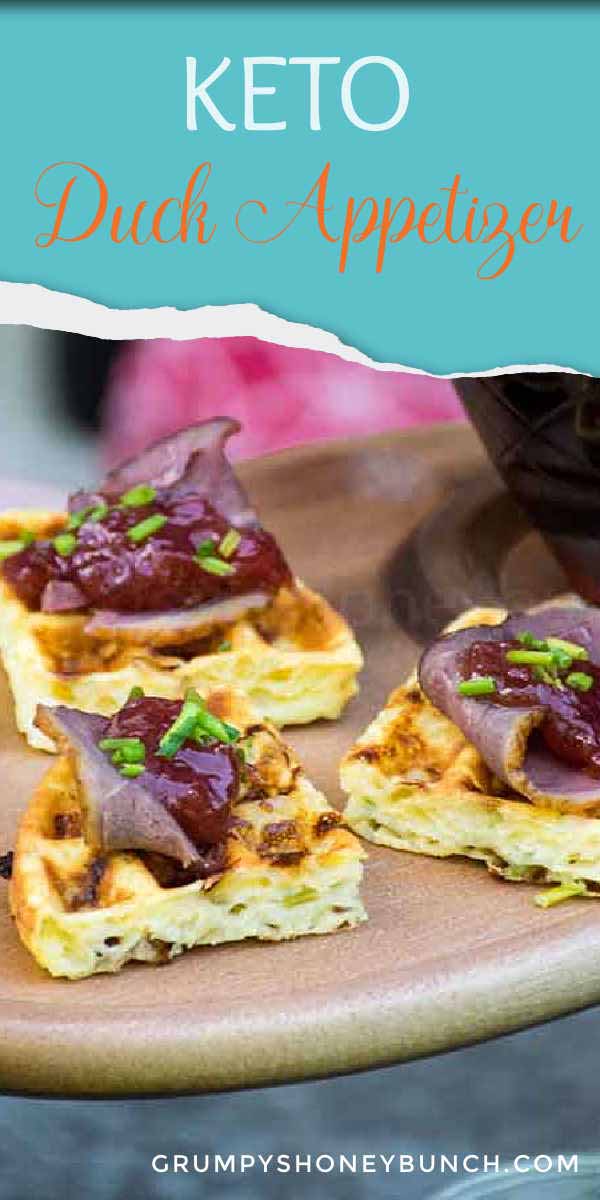 Duck Appetizer Chaffle with Rhubarb Topping - Grumpy's Honeybunch