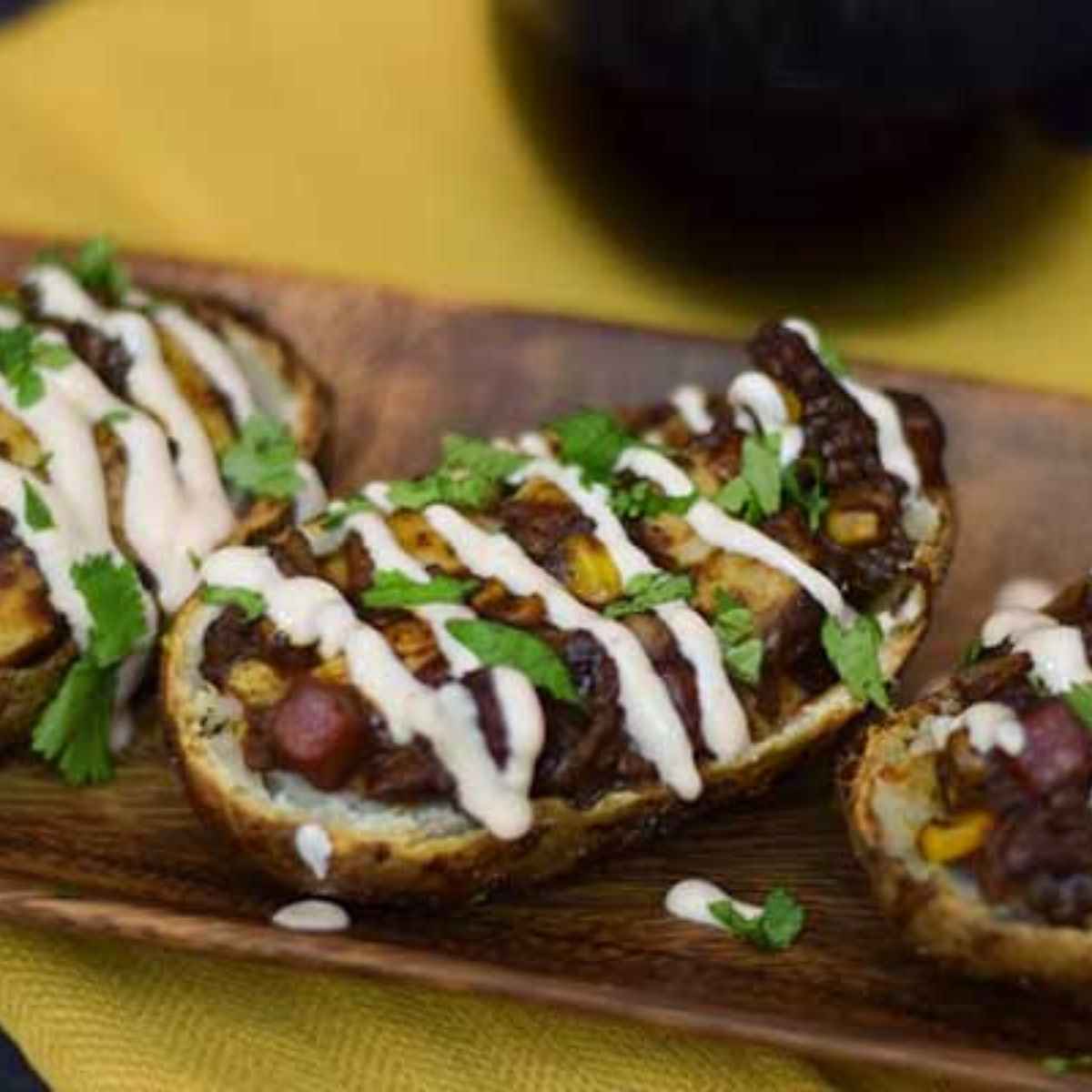 Spicy Poutine Potato Skins - Grumpy's Honeybunch