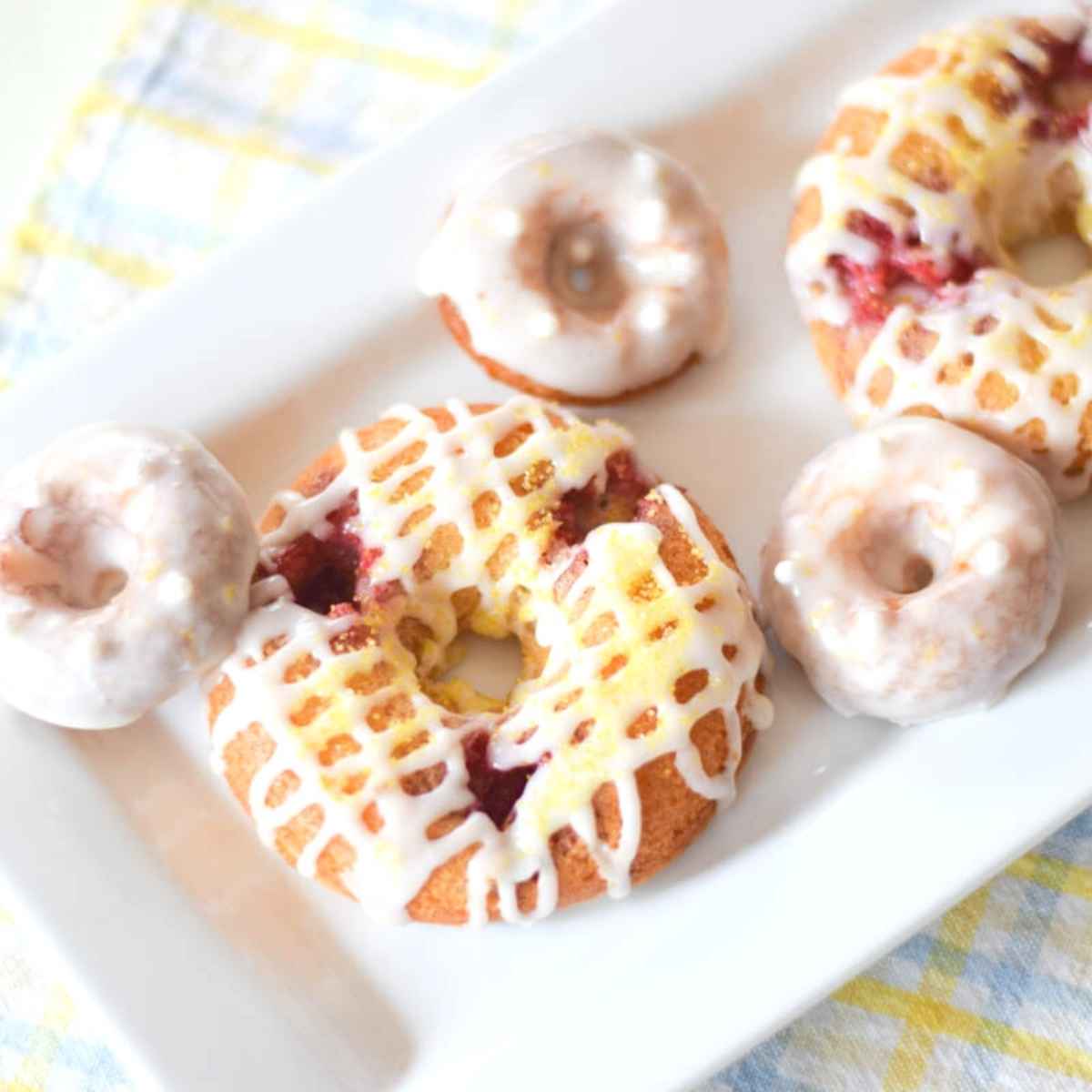 Raspberry Donuts with Lemon Icing (Baked) - Grumpy's Honeybunch