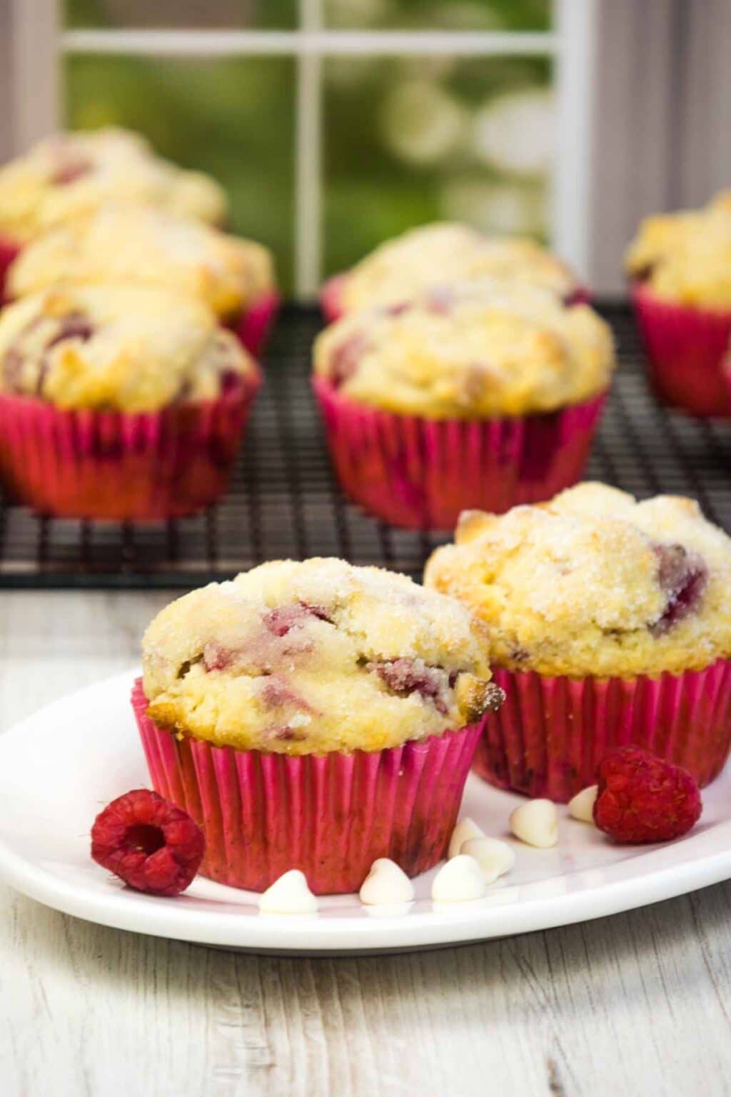White Chocolate Raspberry Muffins - Grumpy's Honeybunch