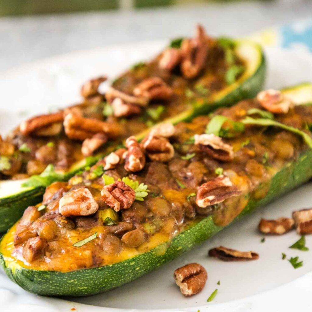 Vegetarian Stuffed Zucchini - Grumpy's Honeybunch