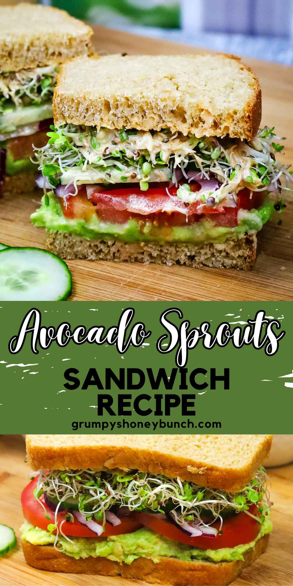 Avocado Sprouts Sandwich - Grumpy's Honeybunch