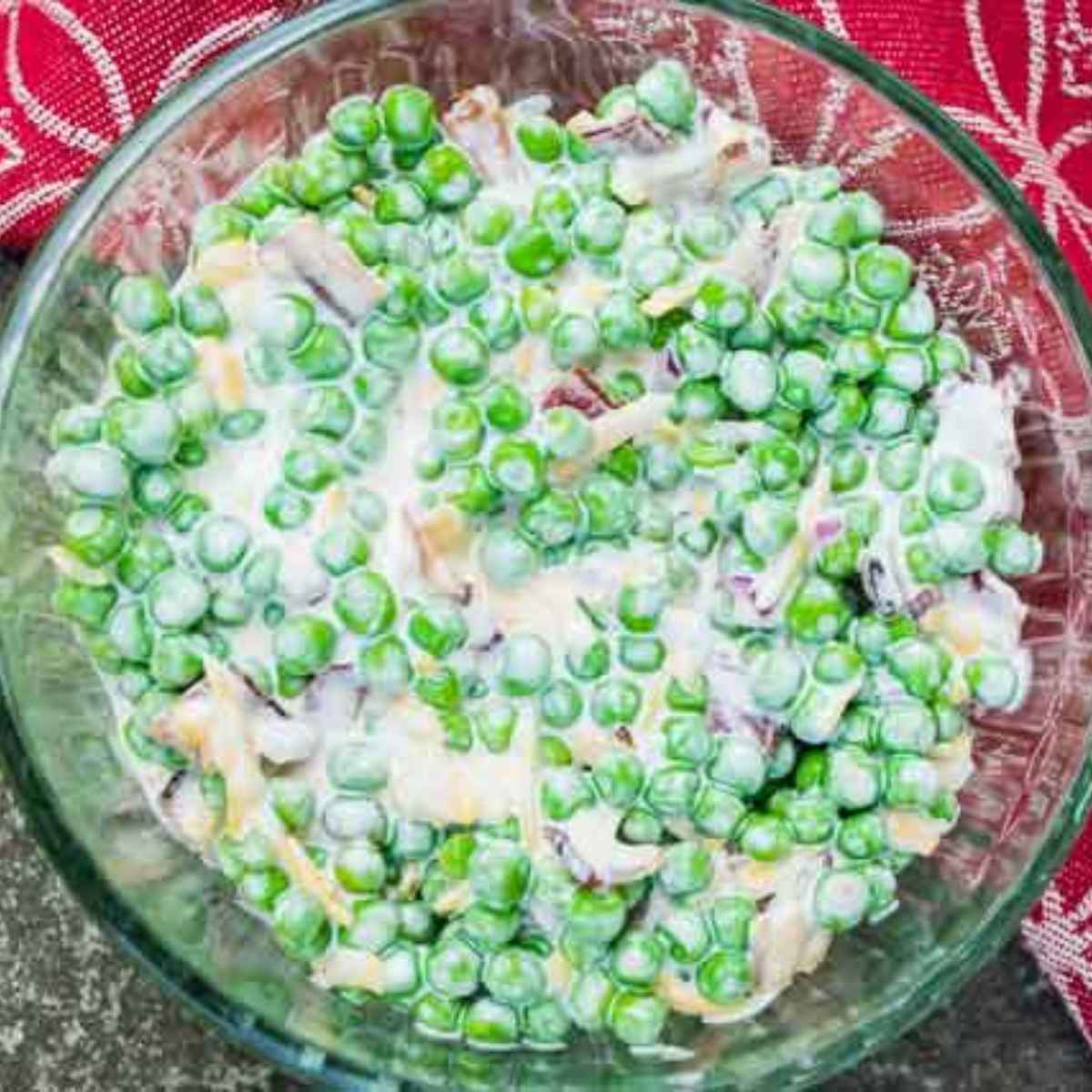 Pea Salad with Bacon and cheese - Grumpy's Honeybunch