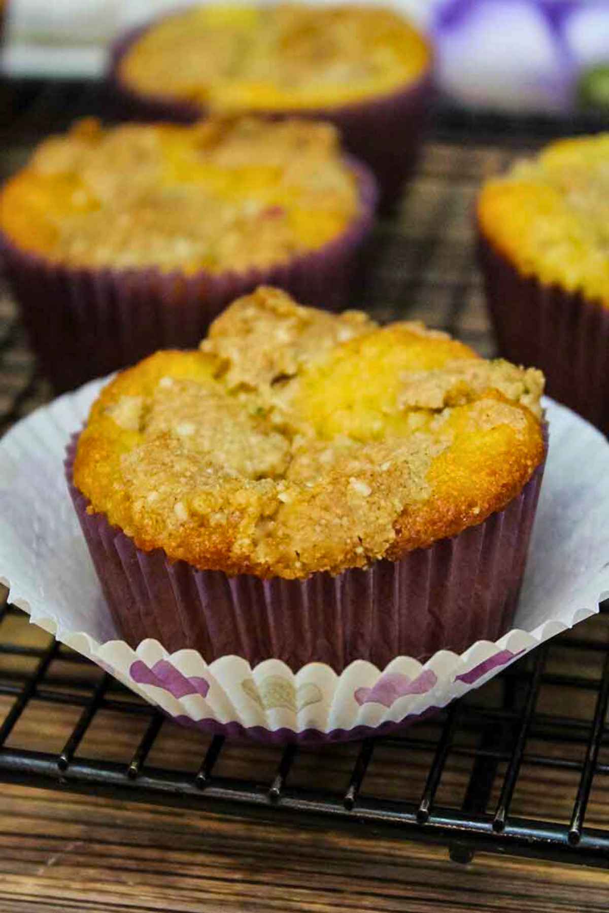 Keto Rhubarb Muffins with Crumb Topping - Grumpy's Honeybunch