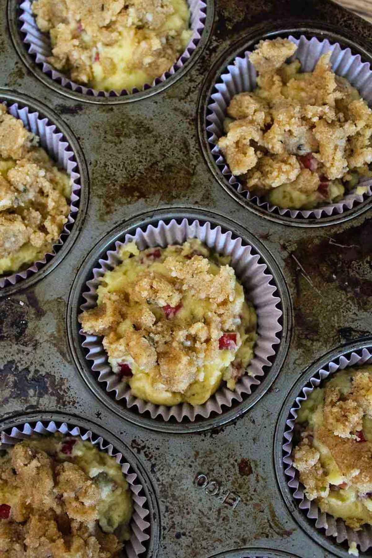 Keto Rhubarb Muffins with Crumb Topping - Grumpy's Honeybunch